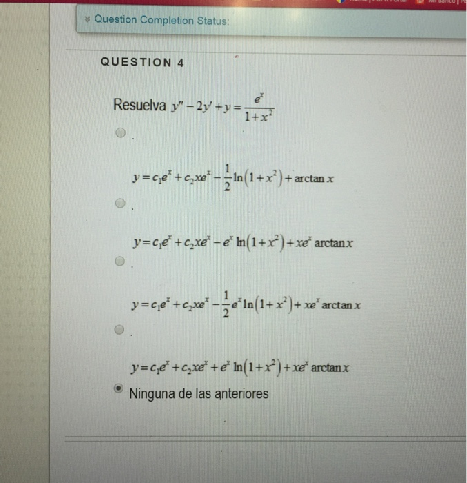 Solved QUESTION 1 Resuelva y" + y = cost y = c1 cos x +c2 | Chegg.com