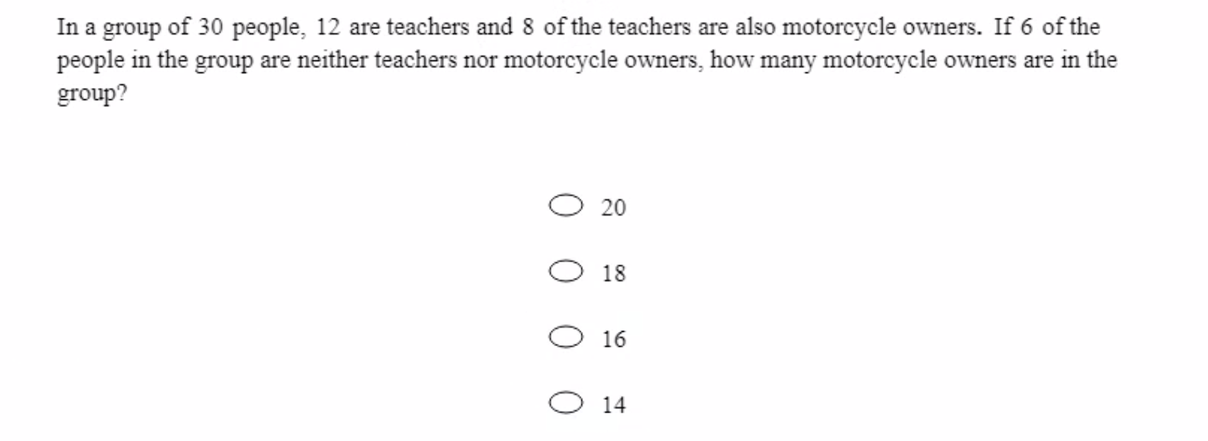 Solved In a group of 30 people, 12 are teachers and 8 of the | Chegg.com