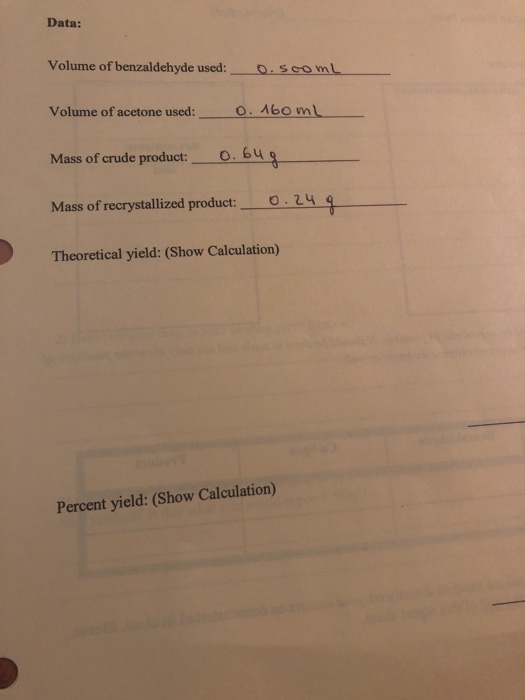 Solved Lab: synthesis of dibenzalacetone by Aldo | Chegg.com