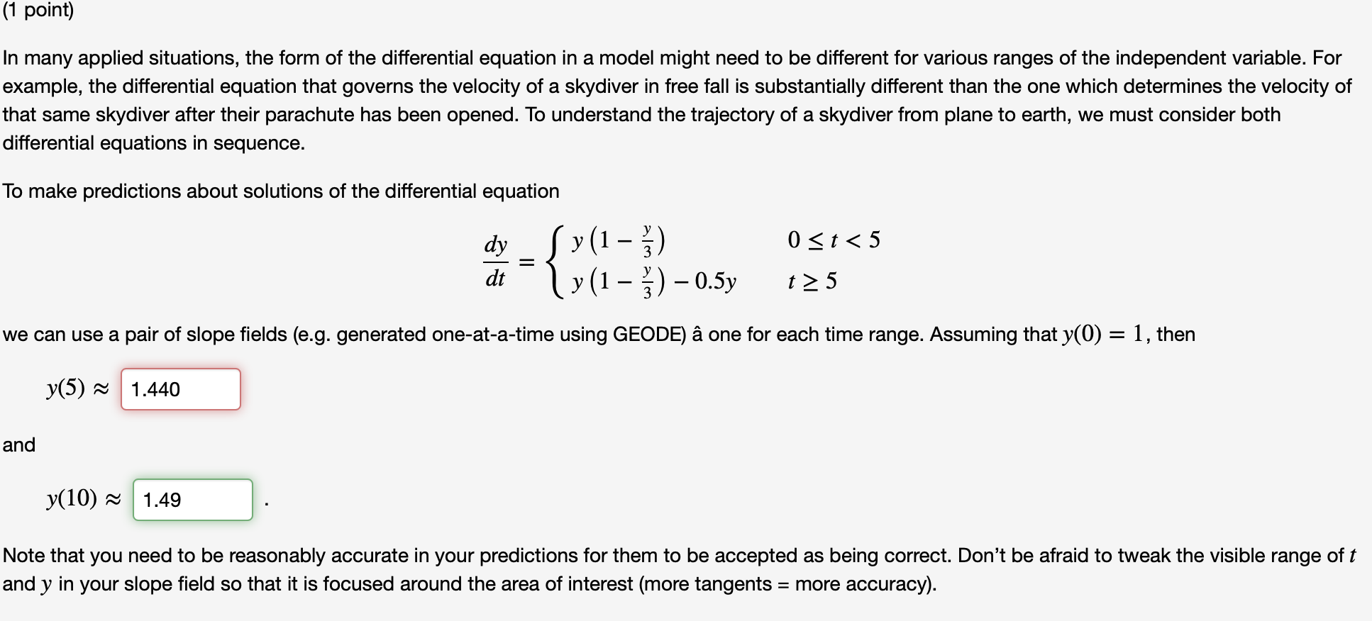 Solved (1 point) In many applied situations, the form of the | Chegg.com