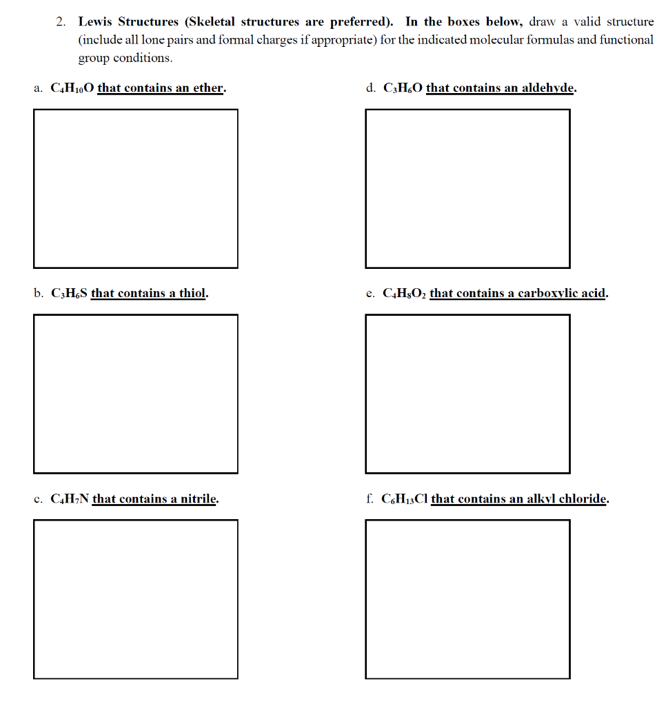 Solved 2. Lewis Structures (Skeletal structures are | Chegg.com