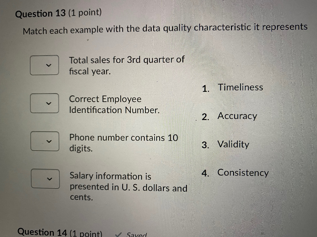 Solved Question 13 (1 point) Match each example with the | Chegg.com
