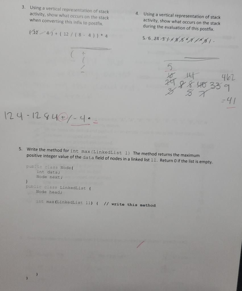 Solved 3. Using a vertical representation of stack activity, | Chegg.com