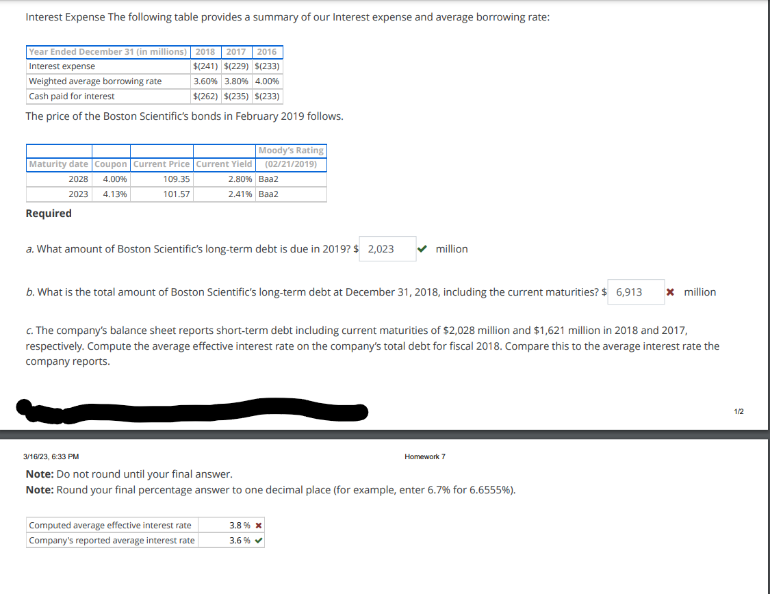 Interpreting Debt Footnotes on Interest Rates and | Chegg.com
