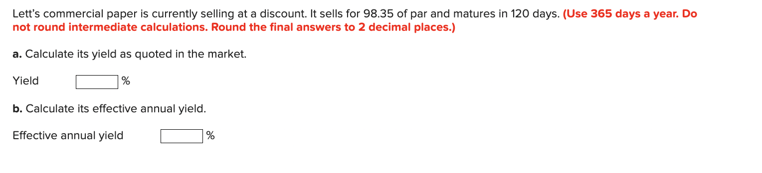 Solved Lett's commercial paper is currently selling at a | Chegg.com