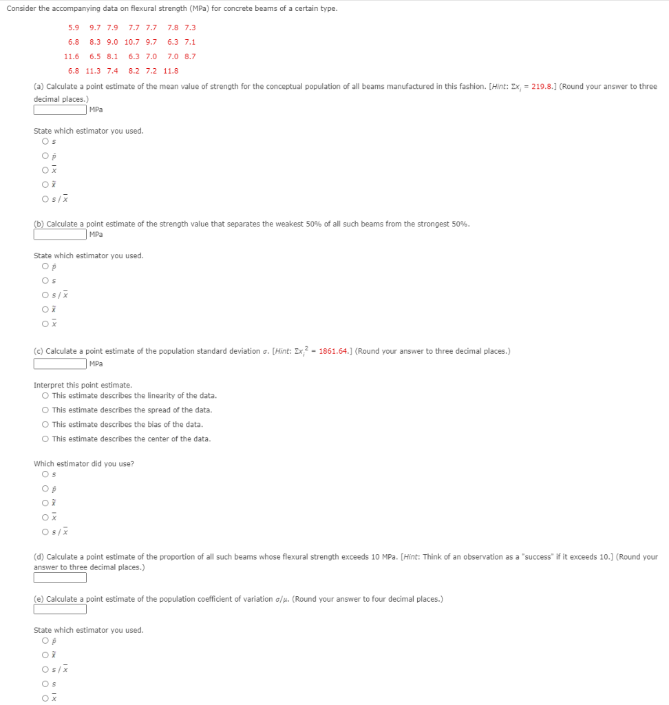 Solved Consider the accompanying data on flexural strength | Chegg.com