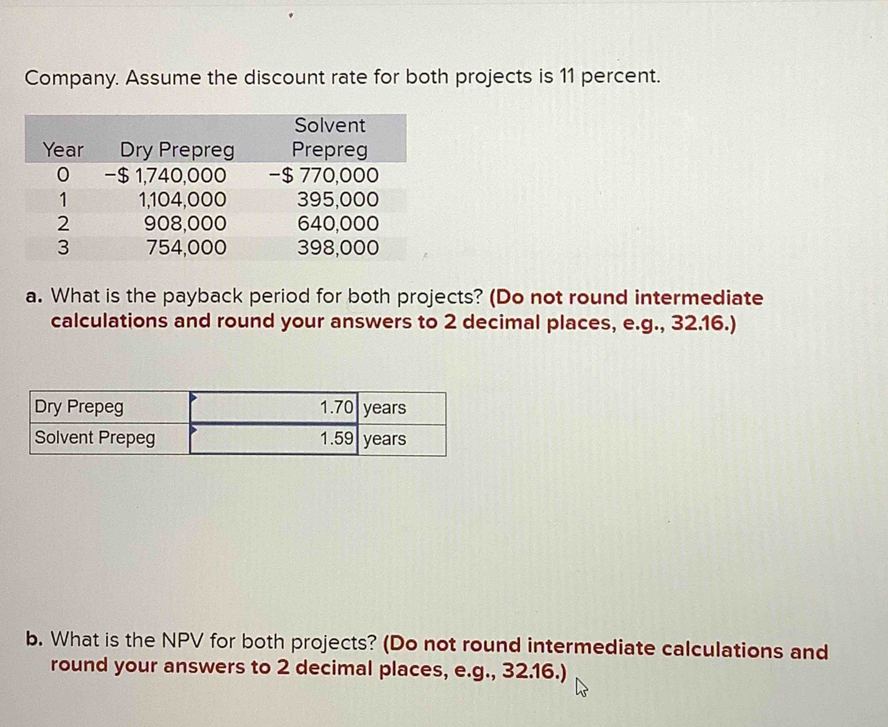 Solved Company. Assume the discount rate for both projects | Chegg.com