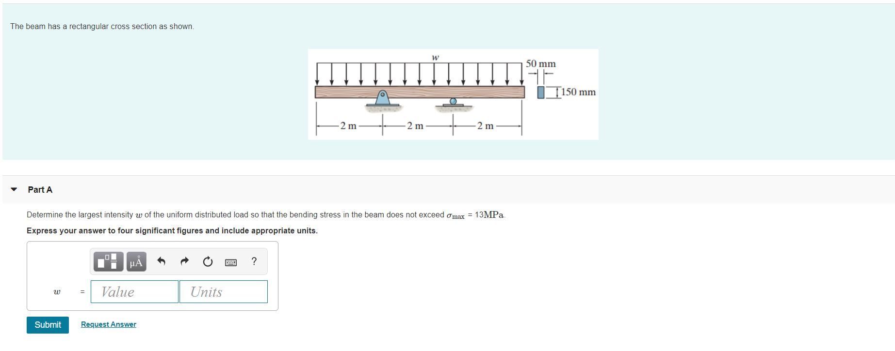 Solved The beam has a rectangular cross section as shown. 1 | Chegg.com