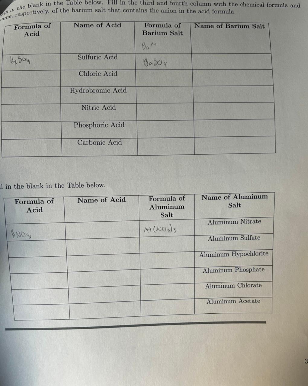 Solved All in the blank in the Table below. Fill in the | Chegg.com