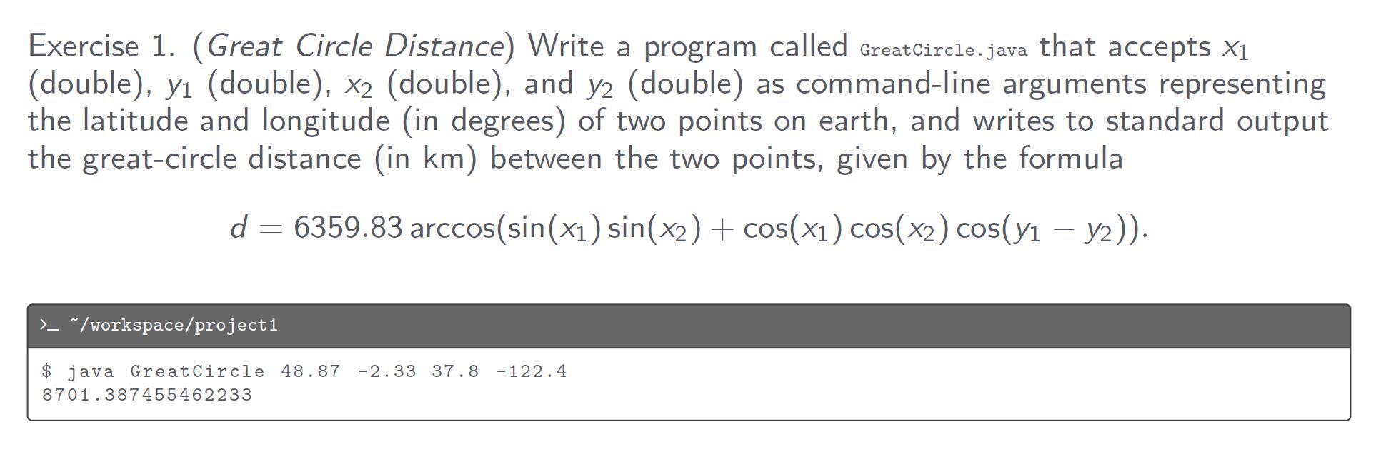 Solved Exercise 1 Great Circle Distance Write A Program 5775