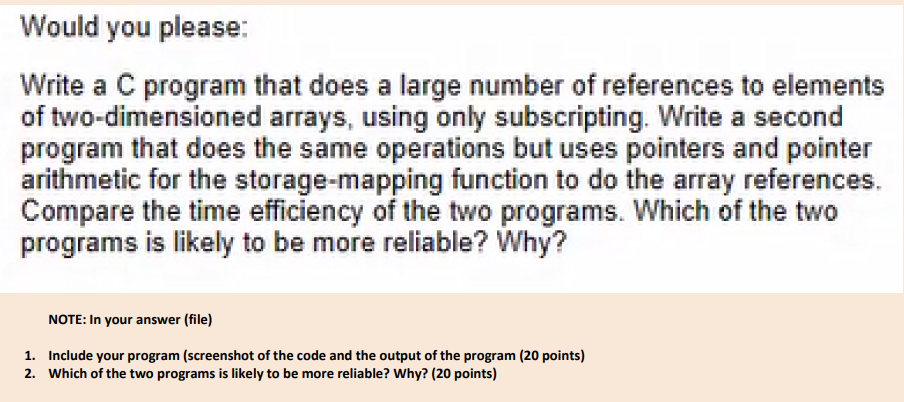 Solved Would you please: Write a C program that does a large | Chegg.com