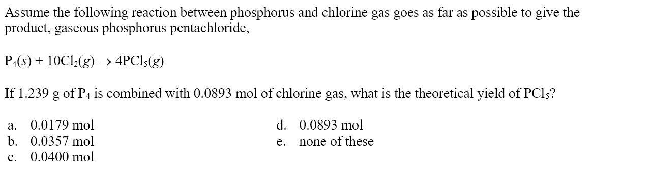 Solved Assume the following reaction between phosphorus and | Chegg.com