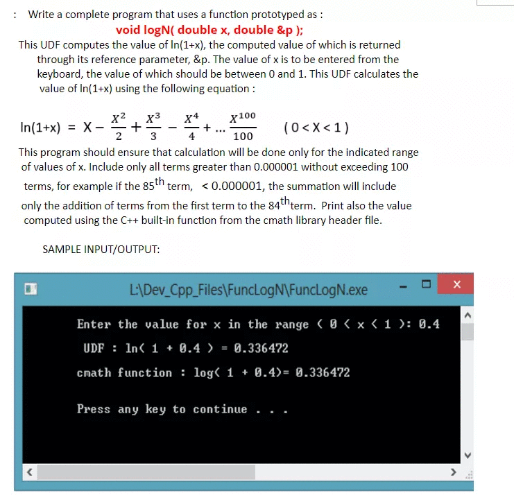 Solved : Write a complete program that uses a function | Chegg.com