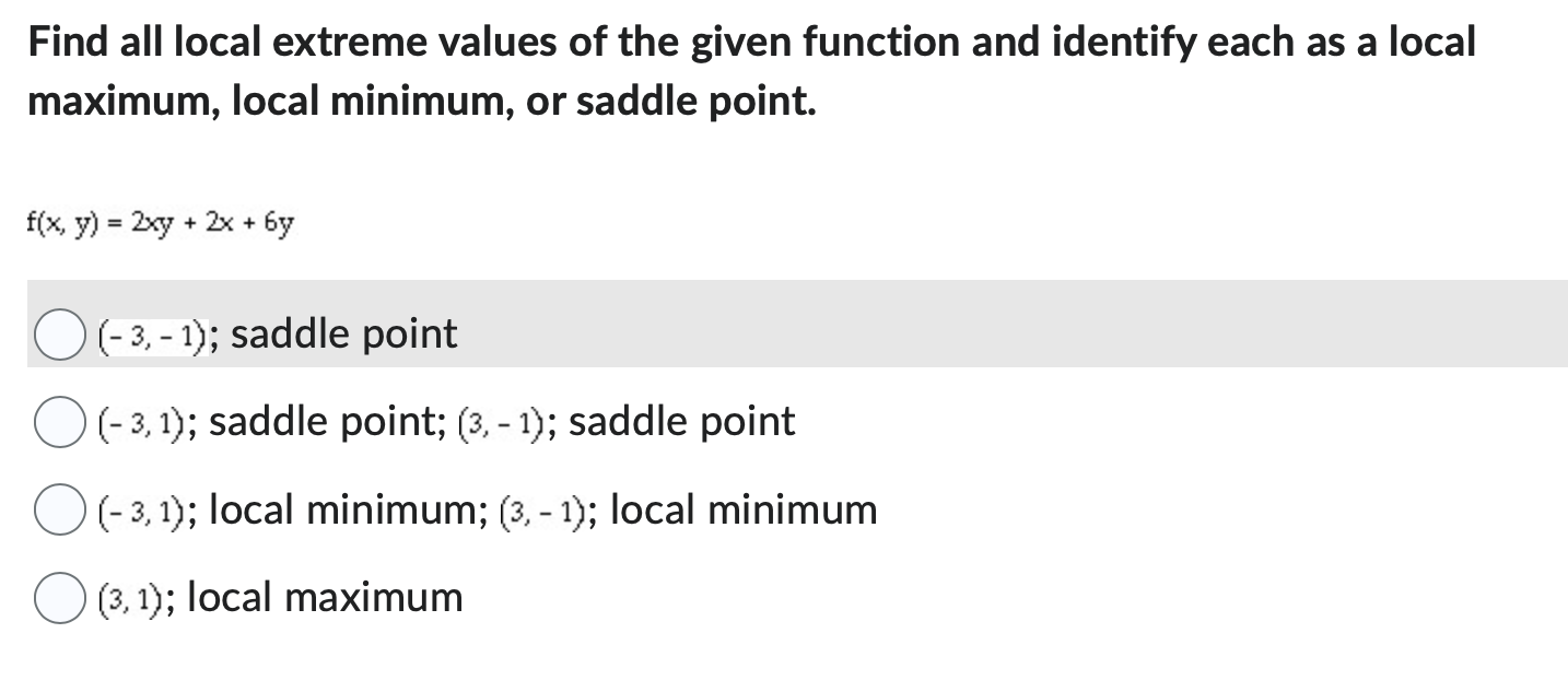 Solved Find All Local Extreme Values Of The Given Function