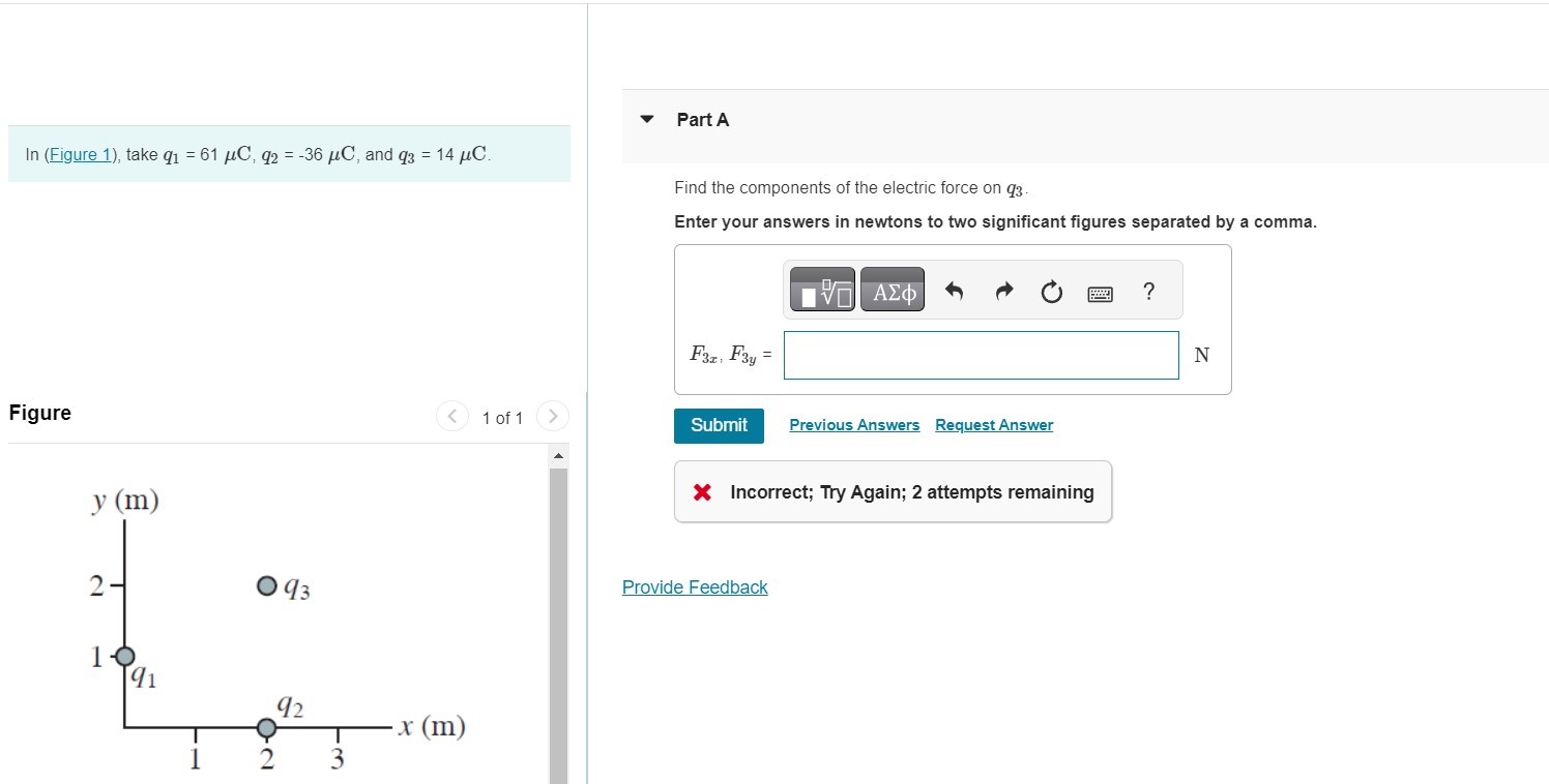 Solved In (Figure 1), take q1=61μC,q2=−36μC, and q3=14μC. | Chegg.com