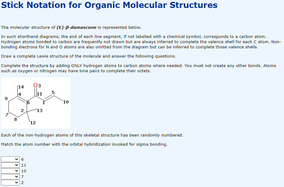 Solved Stick Notation for Organic Molecular Structures The | Chegg.com