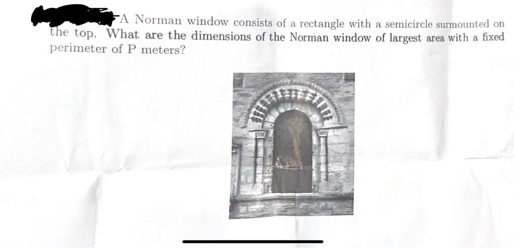 Solved A Norman window consists of a rectangle with a | Chegg.com