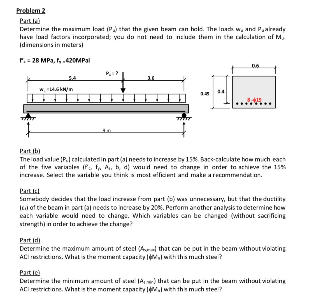 Solved Problem 2 Part (a) Determine the maximum load (Pu) | Chegg.com