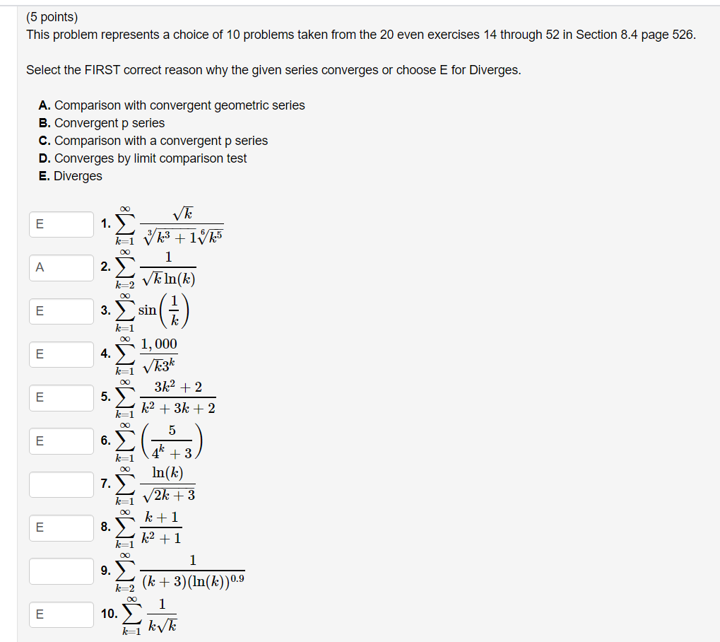 Solved (5 points) This problem represents a choice of 10 | Chegg.com