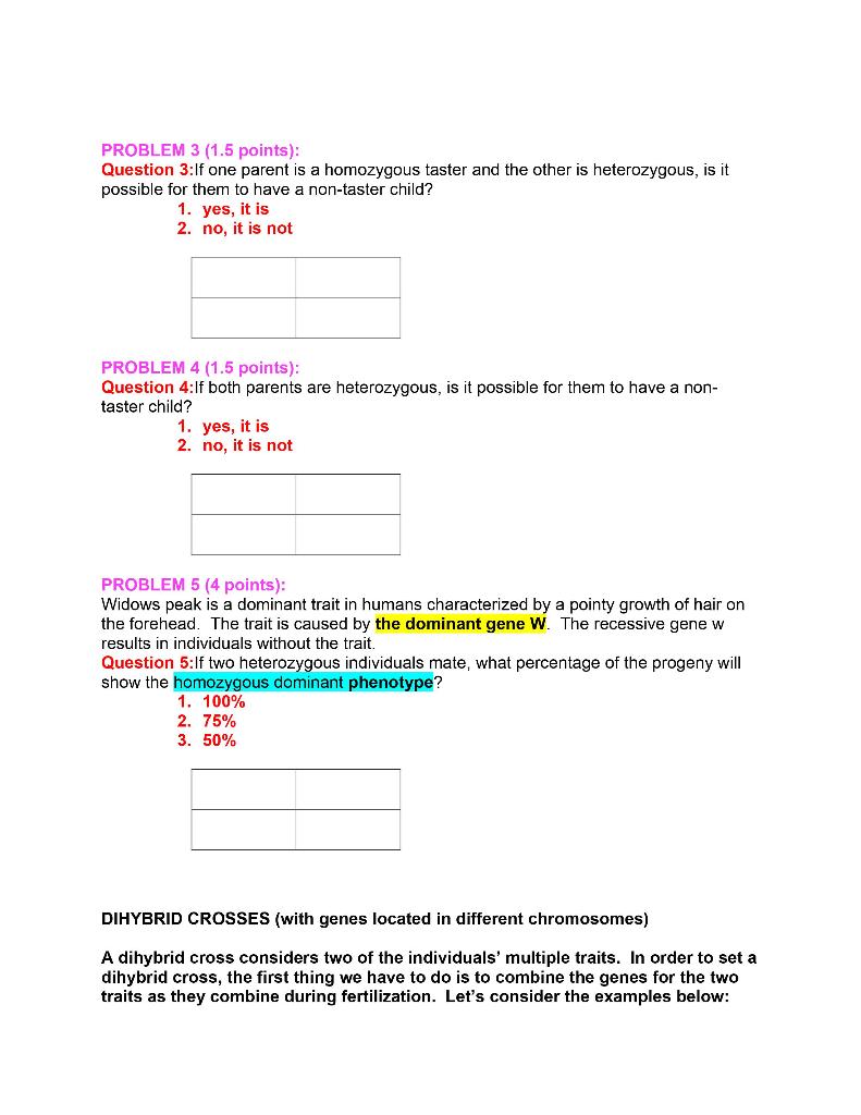 Solved BIO 181 - GENETICS PROBLEM SET NAME: MONOHYBRID | Chegg.com