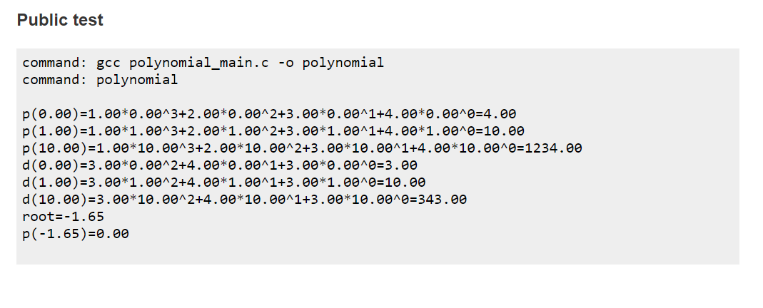 Solved Write a C program, polynomial.h, containing the | Chegg.com