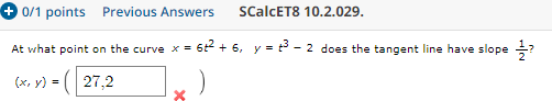 Solved 0/1 points Previous Answers CalcETS 10.2.029. At what | Chegg.com Solved 0/1 points Previous Answers CalcETS 10.2.029. At what | Chegg.com