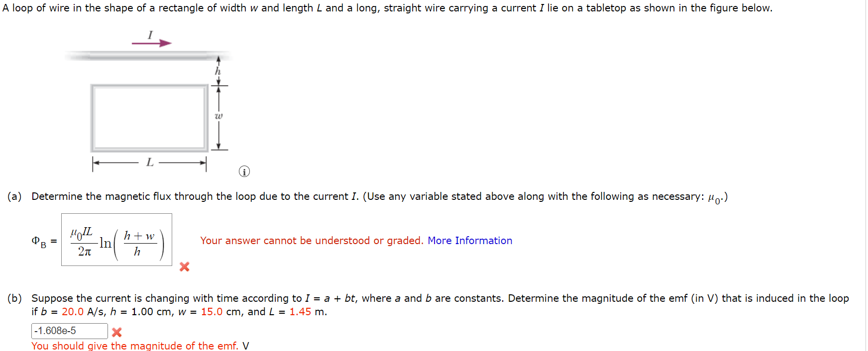 Solved (a) Determine the magnetic flux through the loop due | Chegg.com