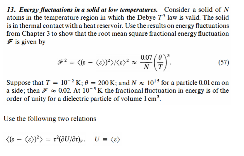 Solved 13. Energy fluctuations in a solid at low | Chegg.com