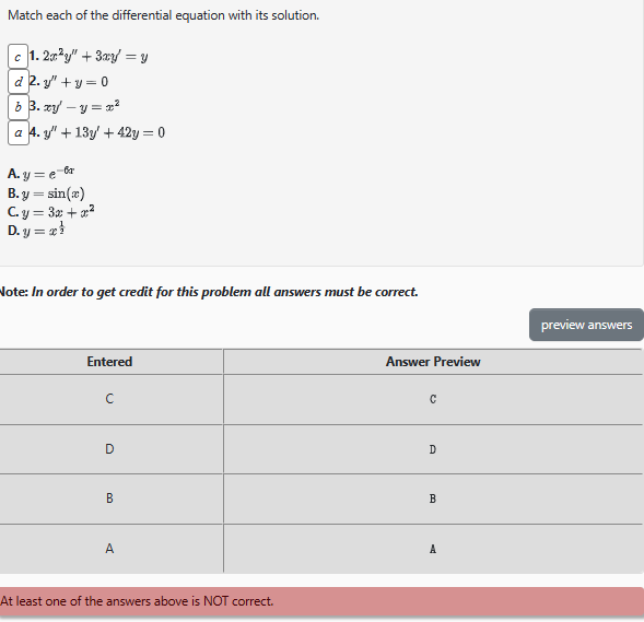Solved Match each of the differential equation with its | Chegg.com