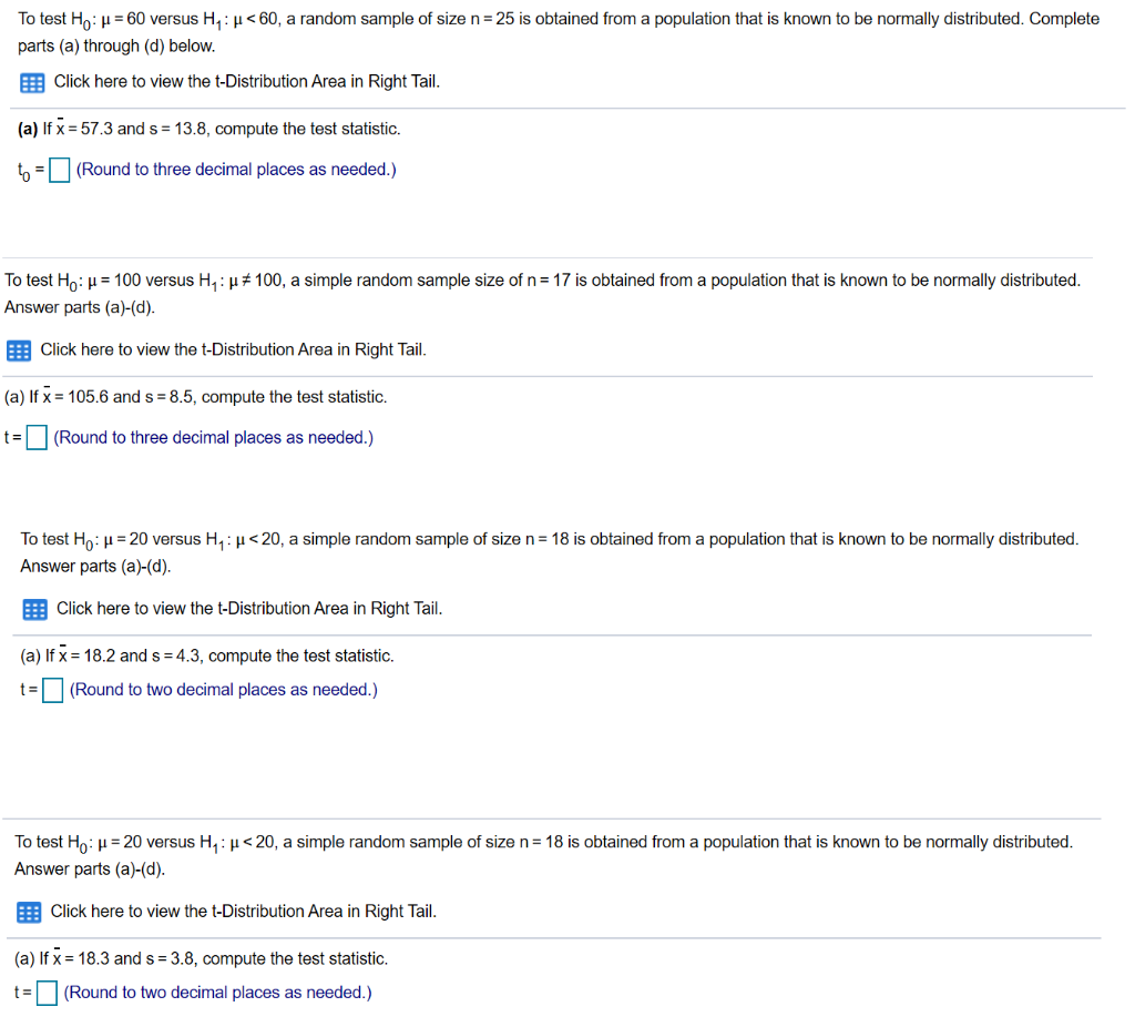 Solved Solve for "t" in these four examples please & show | Chegg.com
