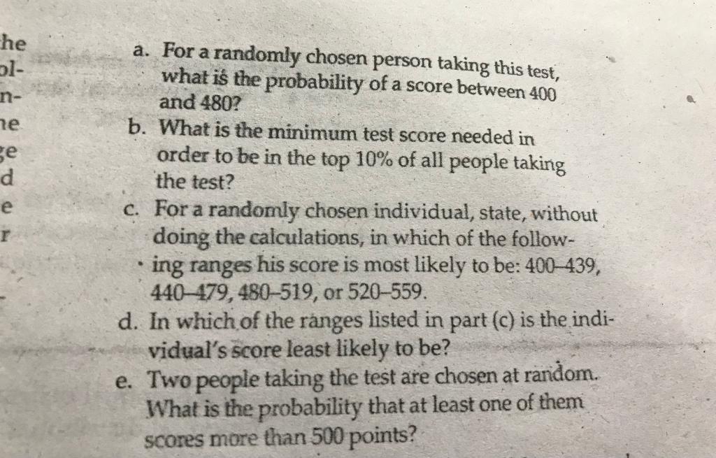 Solved 96 Scores on an achievement test are known to be | Chegg.com