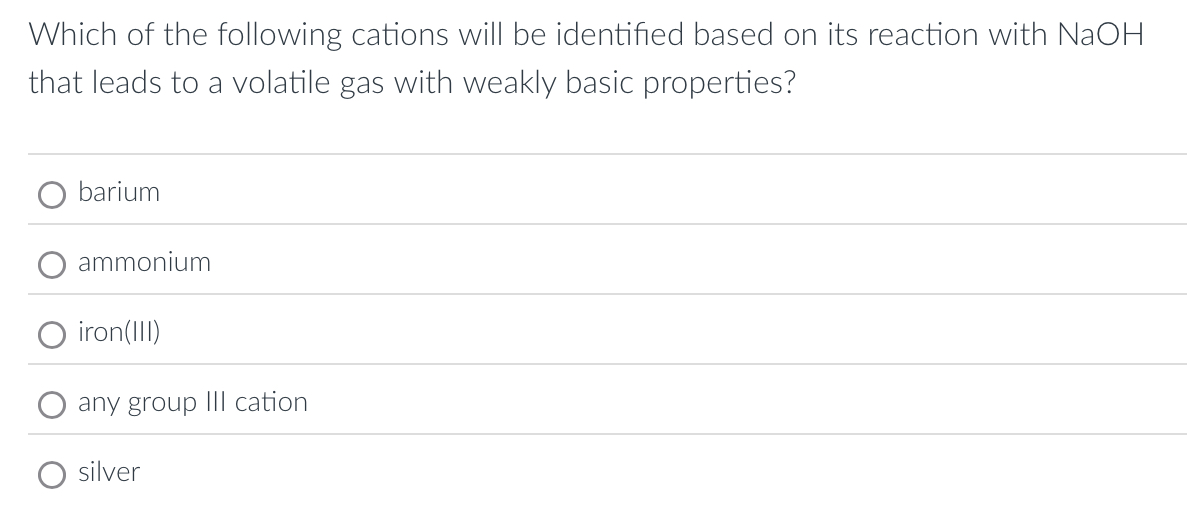 Solved Which of the following cations will be identified | Chegg.com