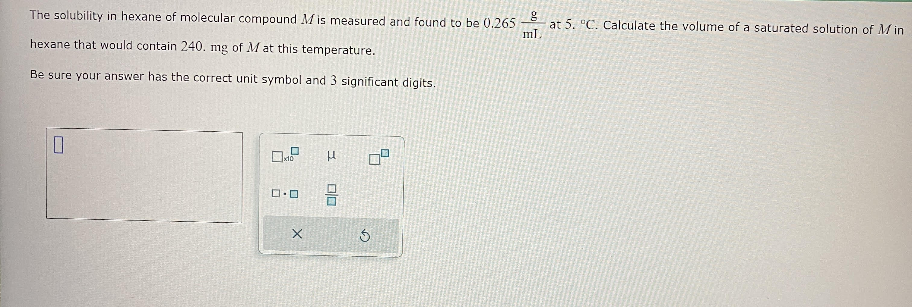 Solved The solubility in hexane of molecular compound \\( M | Chegg.com