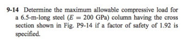 Solved 9-14 Determine the maximum allowable compressive load | Chegg.com