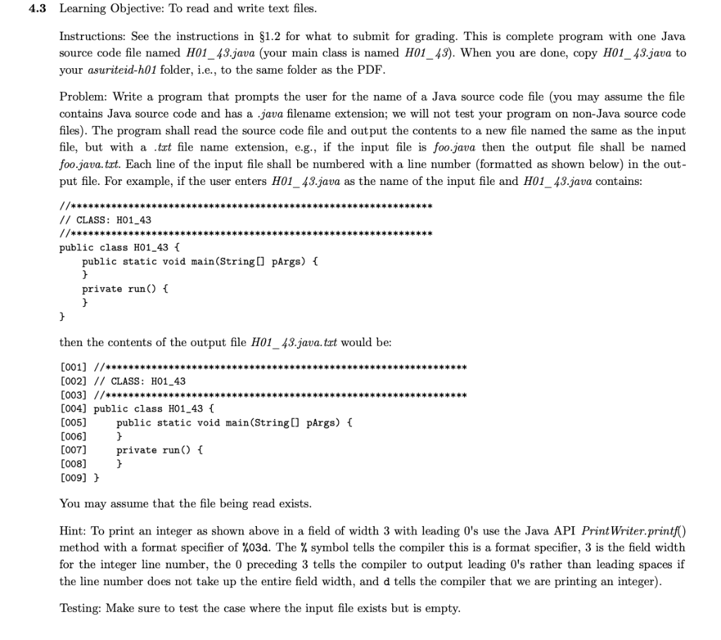 Solved 4.3 Learning Objective: To read and write text files. | Chegg.com