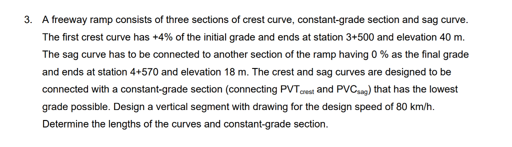Solved 3. A freeway ramp consists of three sections of crest | Chegg.com