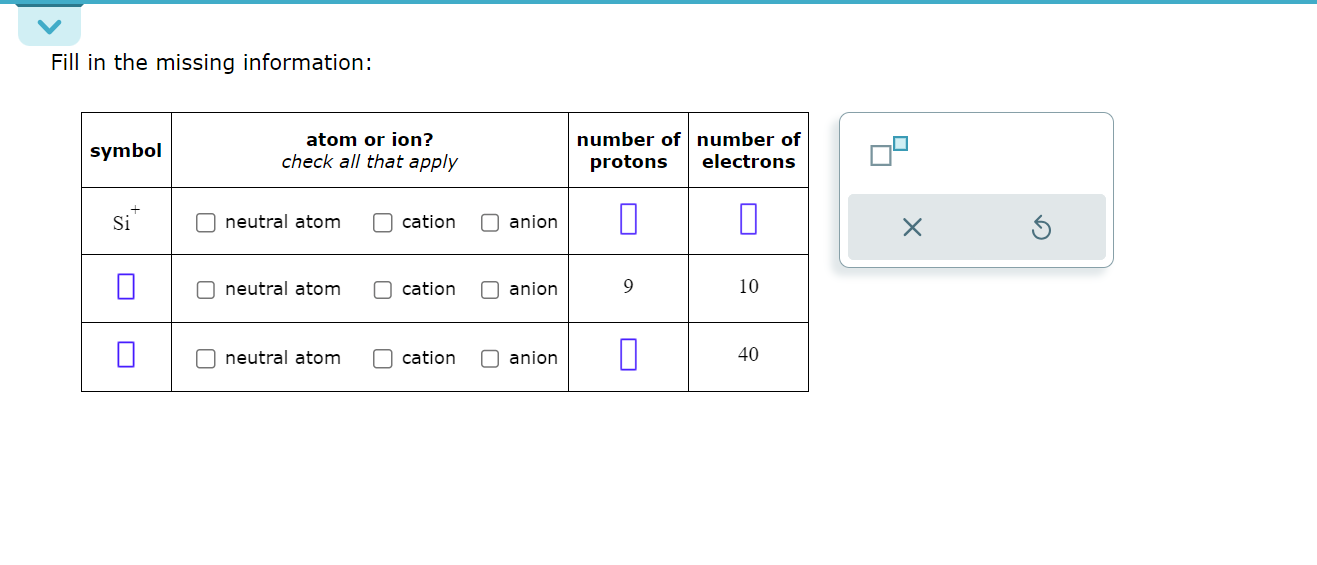 Solved Fill in the missing information: | Chegg.com