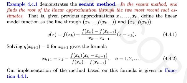Solved Example 4.4.1 demonstrates the secant method. In the | Chegg.com
