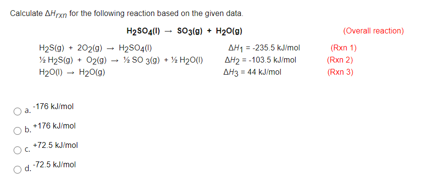 Solved Overall Reaction Calculate Ahrxn For The Following
