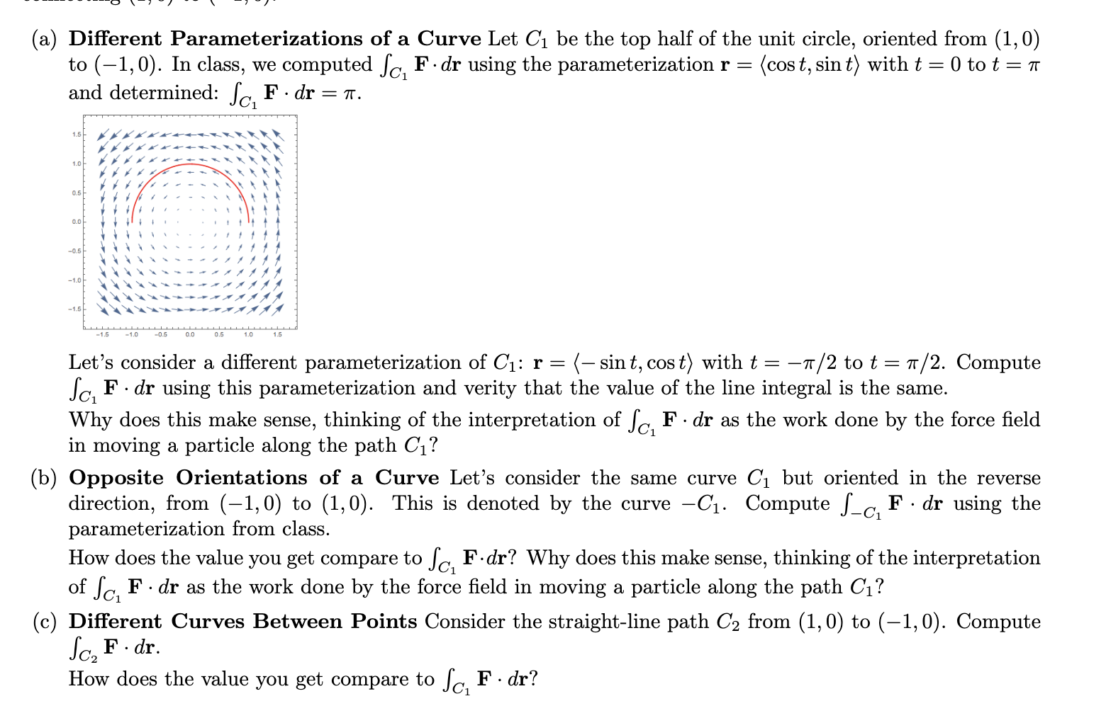 Solved (a) Different Parameterizations of a Curve Let Cį be | Chegg.com