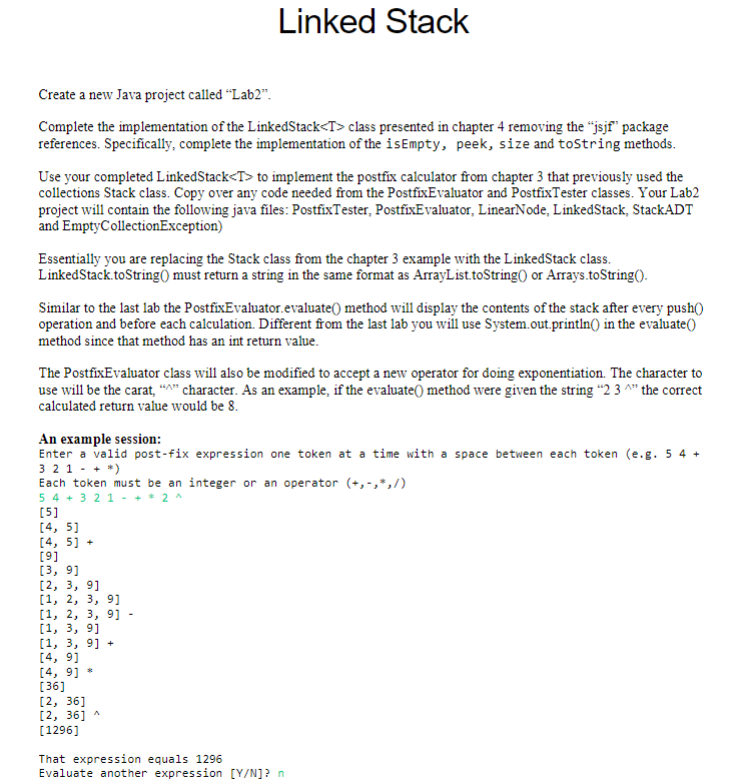 Solved I'm having trouble with PostfixTester.java and | Chegg.com