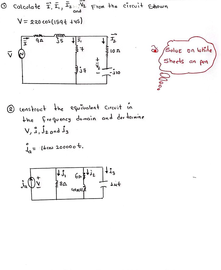 Solved (1) Calculate I1,Iˉ1,Iˉ2,V2 From the circuit shown | Chegg.com