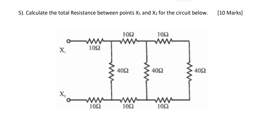 Solved 5). Calculate the total Resistance between points X1 | Chegg.com