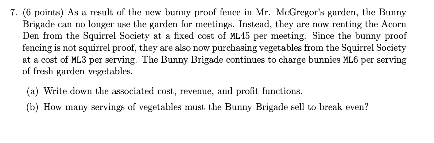 Solved 7. (6 points) As a result of the new bunny proof | Chegg.com