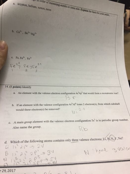 Solved An element with the valence electron configuration | Chegg.com
