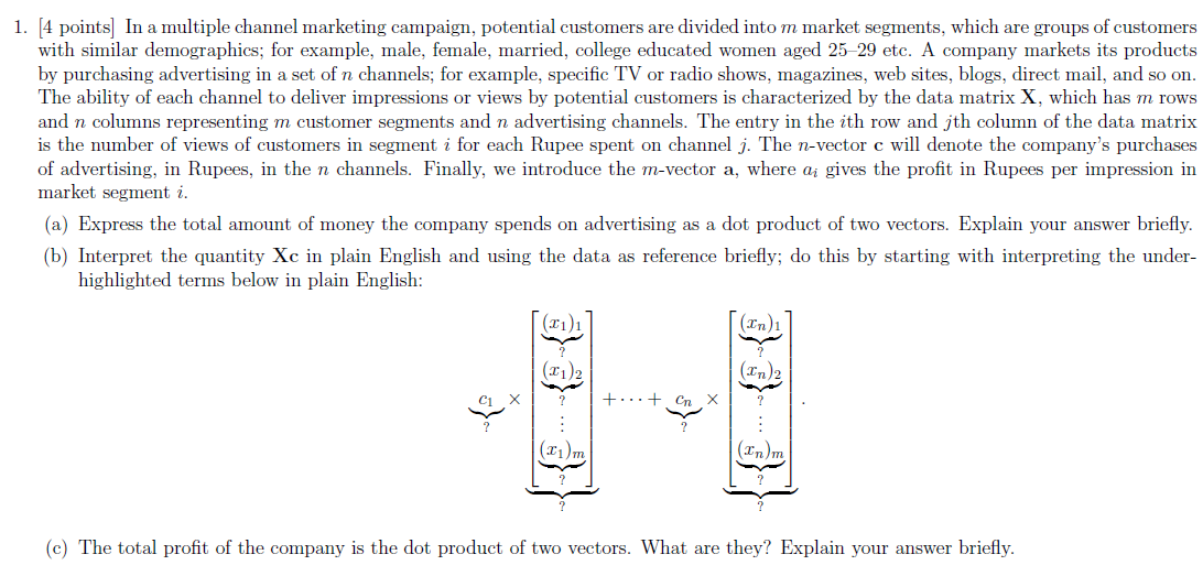 Solved 1. [4 ﻿points] ﻿In a multiple channel marketing | Chegg.com