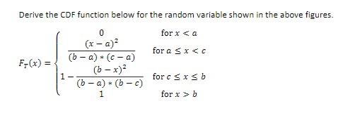 Solved Derive the CDF function below for the random variable | Chegg.com