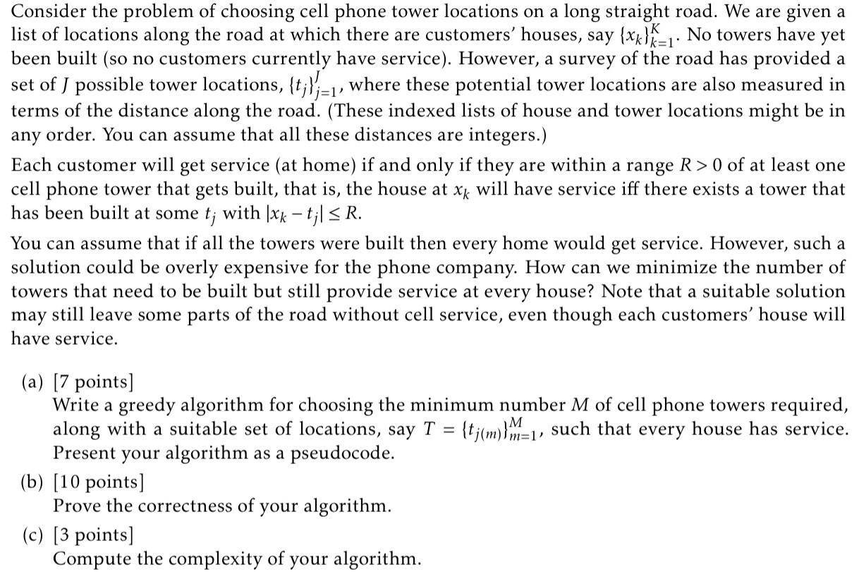 Solved Consider the problem of choosing cell phone tower | Chegg.com
