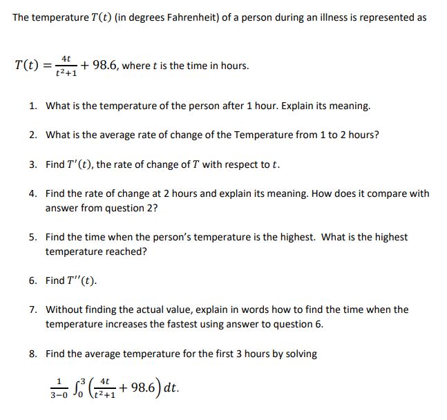 Solved The temperature T(t) (in degrees Fahrenheit) of a | Chegg.com