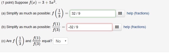 Solved (1 point) Suppose f(z) 3+5z2 (a) Simplify as much as | Chegg.com